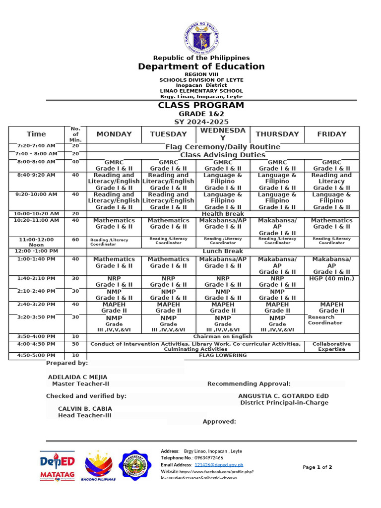 CLASS-PROGRAM-TEMPLATE-UNIFIED-FOR-QMS-1ADE | PDF