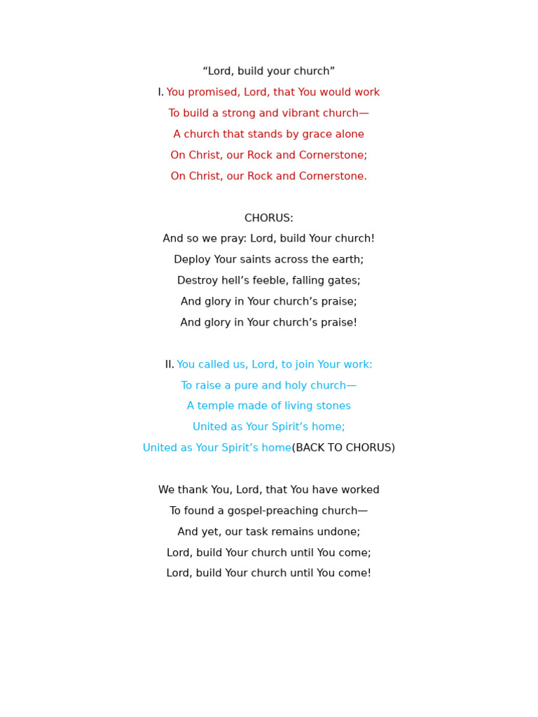 Lord Build Your Church UCBC Choir Lyrics | PDF