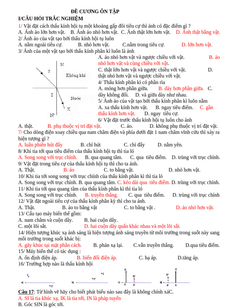 De Cuong On Tap Giua Ki 2 Vat Li 9 | PDF