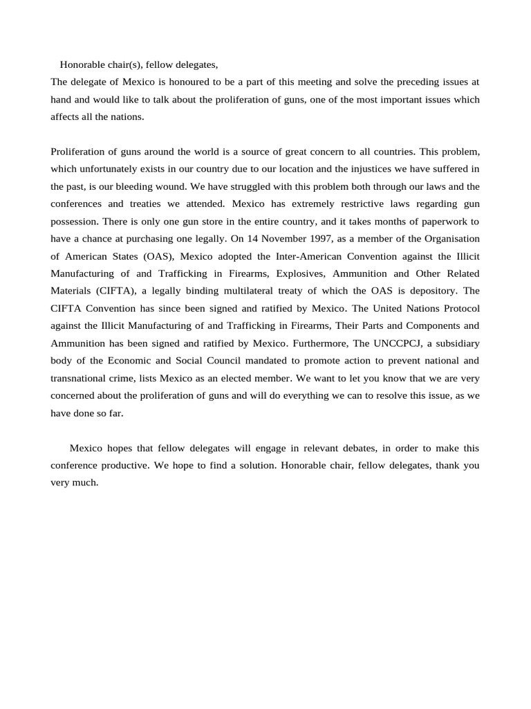 MUN opening speech example | PDF