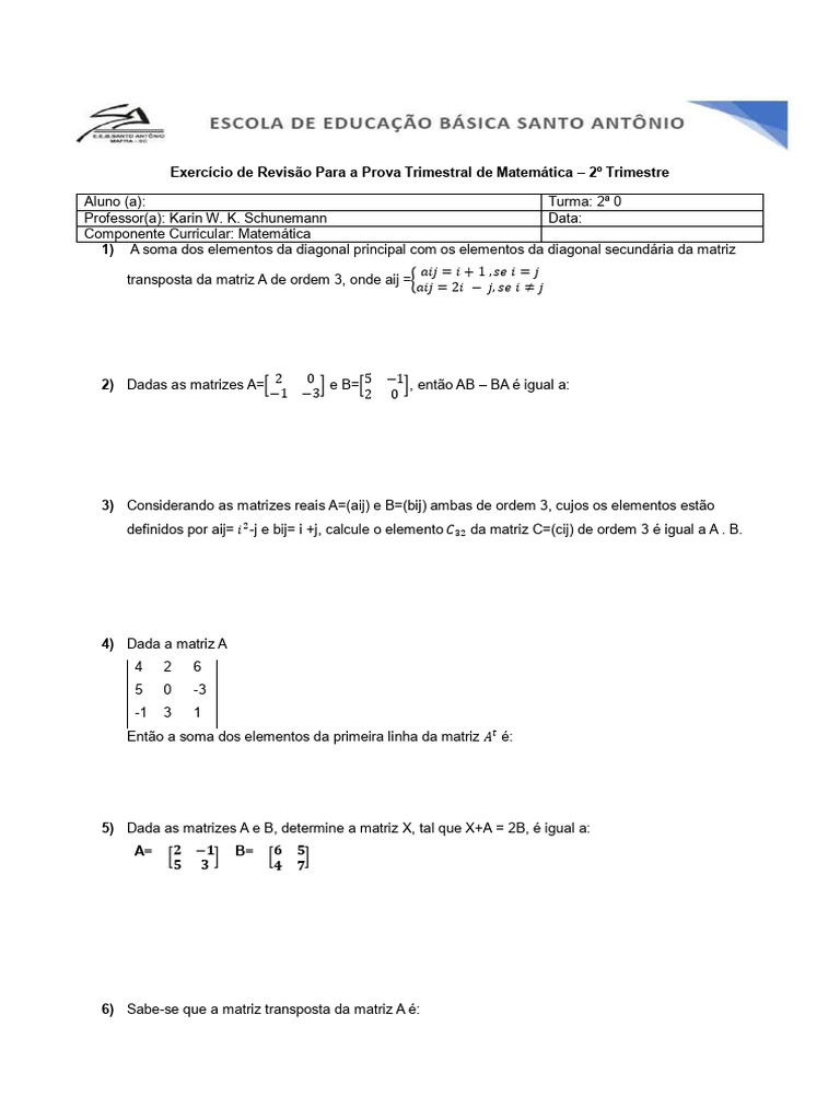 Exerc-Cio de Revis-O 2 - NEM | PDF
