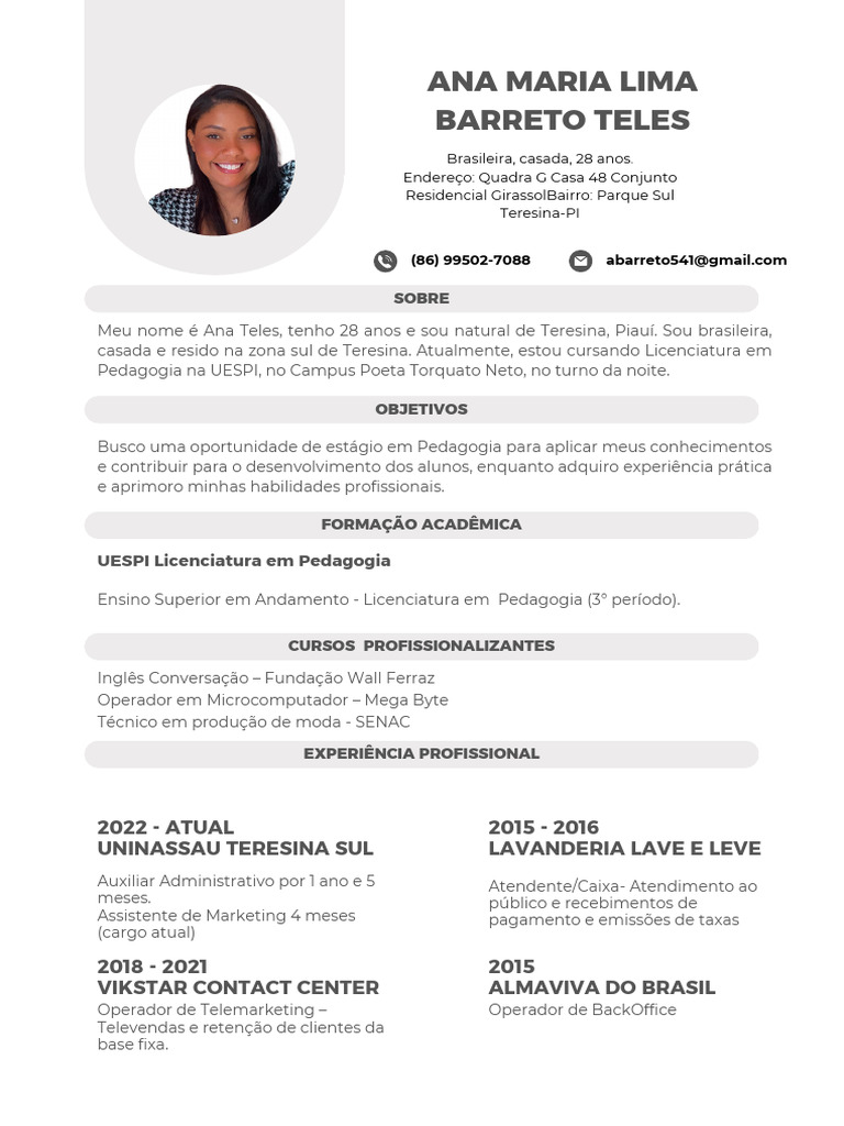 Ana Teles Curriculo | PDF