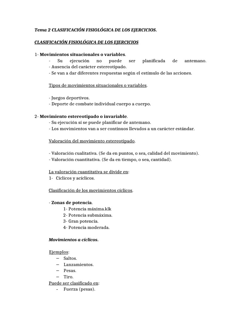ecaf fisiologia modulo 2 clasificacion fisiologica de los ejercicios | PDF