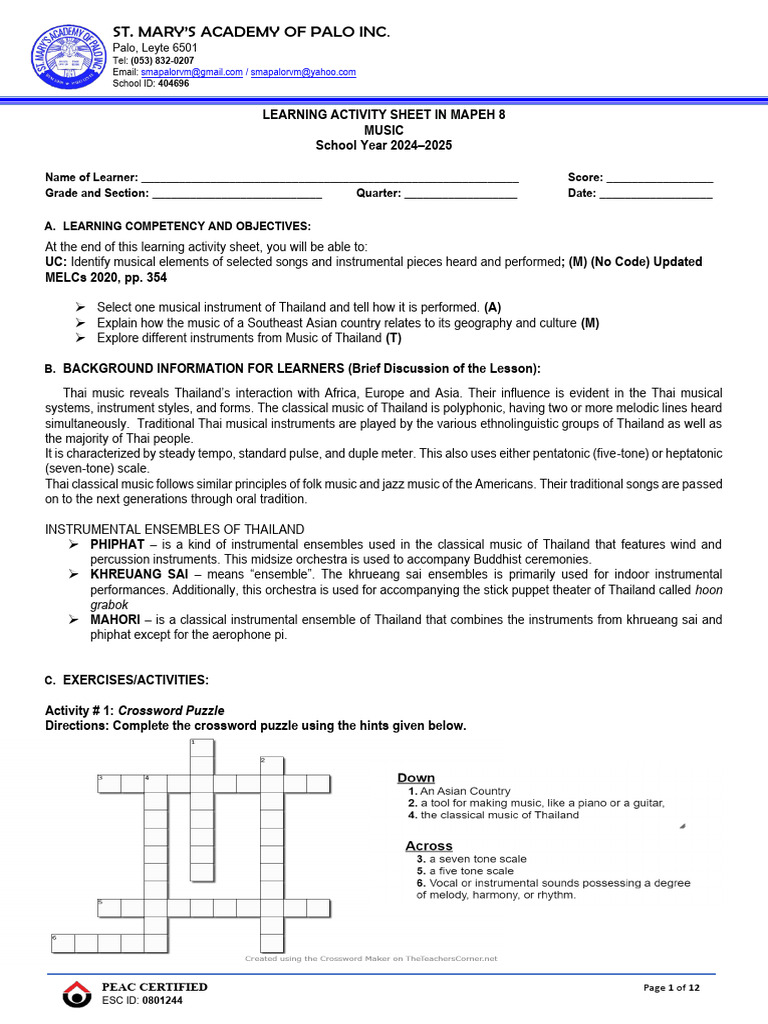 Las Mapeh Day 1 | PDF
