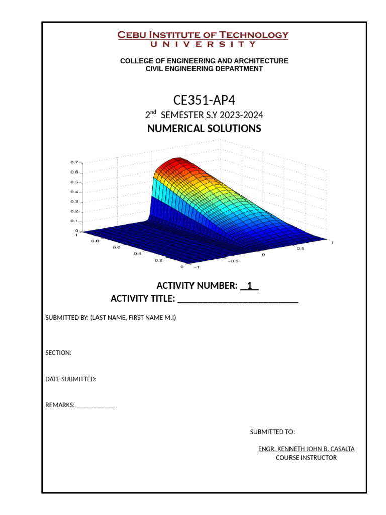 Ce351 Coverpage Template | PDF | Science & Mathematics