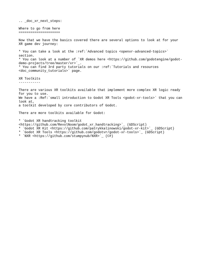 XR Next Steps - RST | PDF