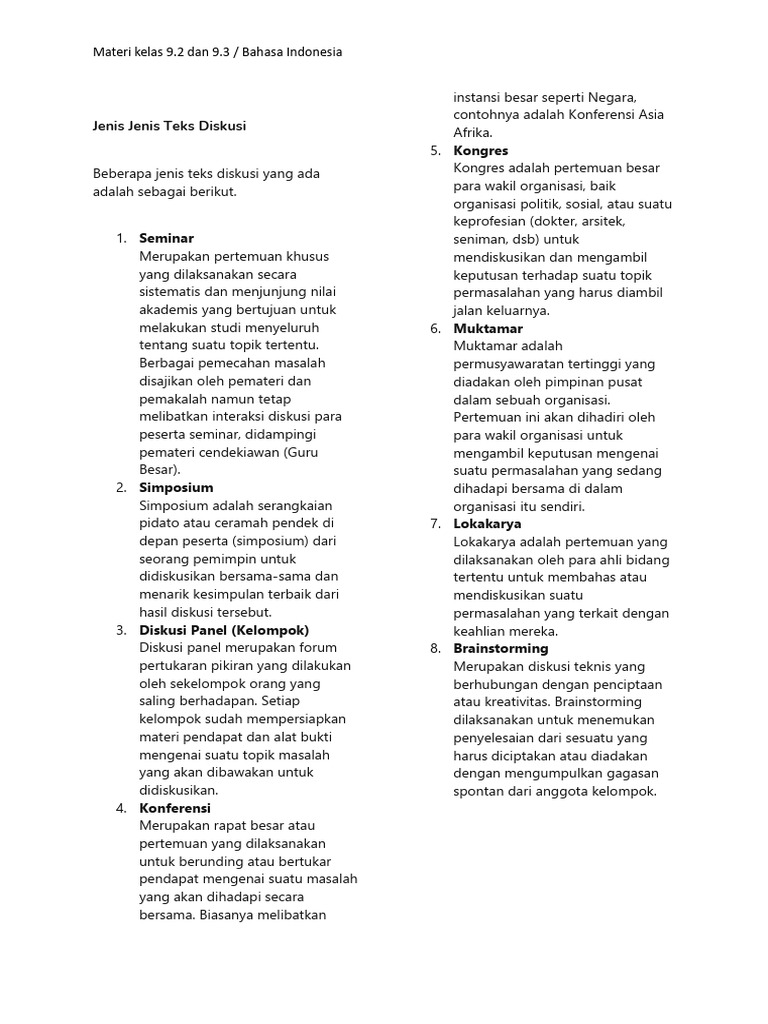 Jenis Jenis Teks Diskusi.docx | PDF