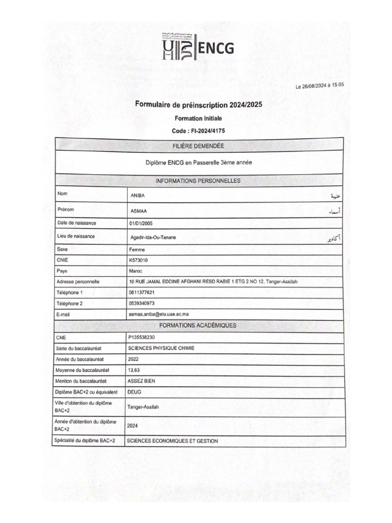 Fiche de Pré Candidature | PDF