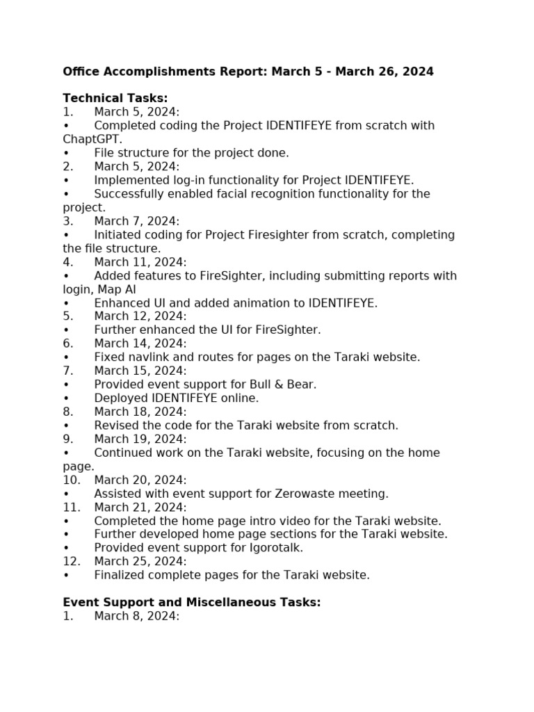 Office Accomplishments Report | PDF