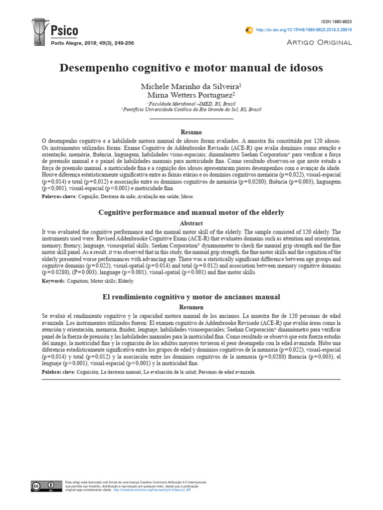 Dialnet DesempenhoCognitivoEMotorManualDeIdosos 6676243 | PDF
