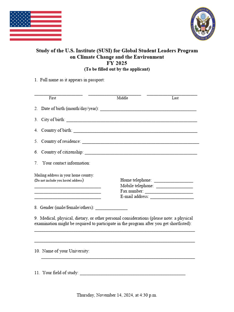SUSI 2025 Application Form PDF | PDF | Career & Growth | Social Science