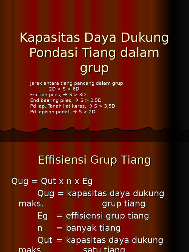 Kapasitas Daya Dukung Pondasi Tiang Dalam Grup | PDF