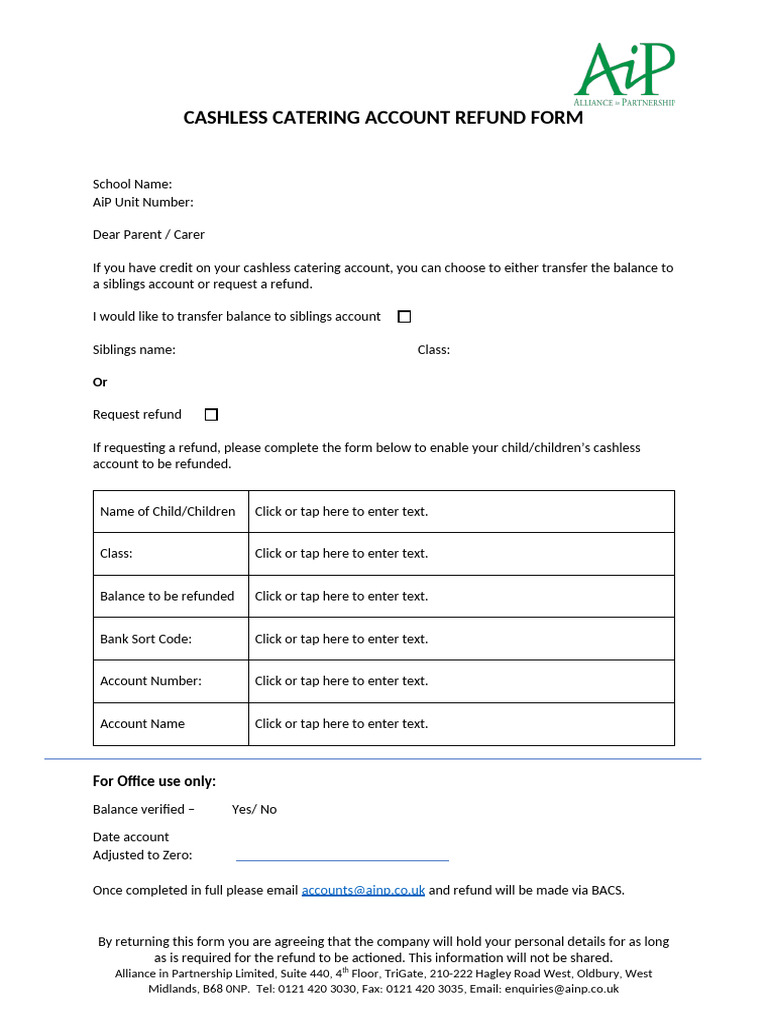 Refund Form | PDF