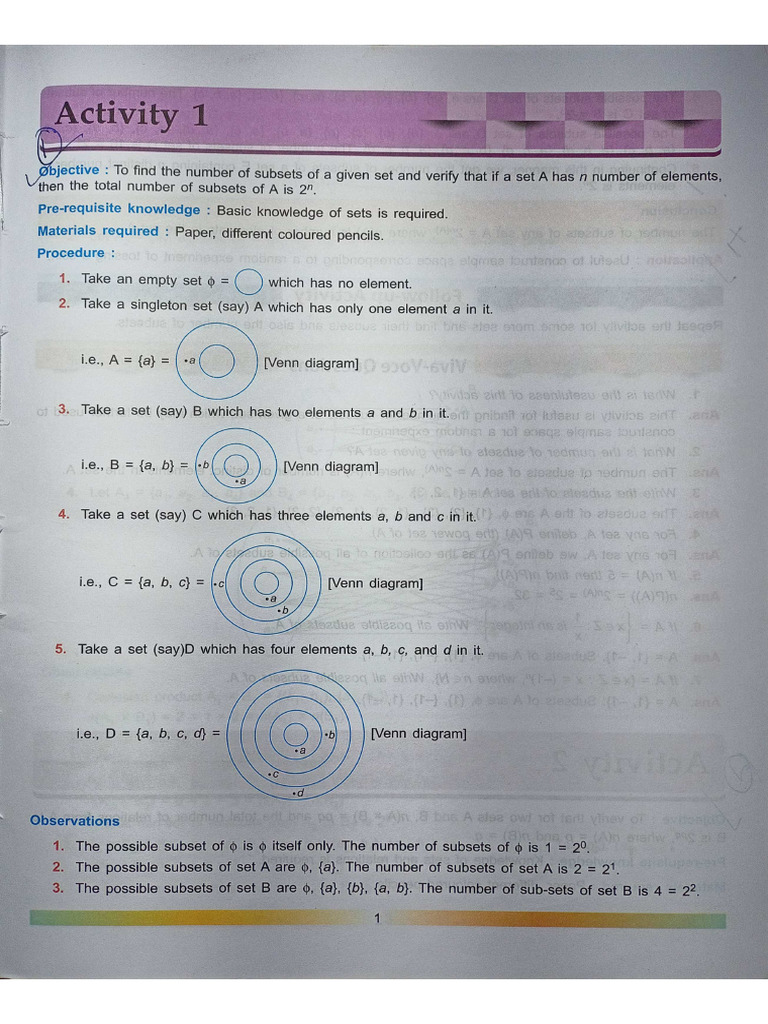 MATHS ACTIVITIES CLASS XI | PDF
