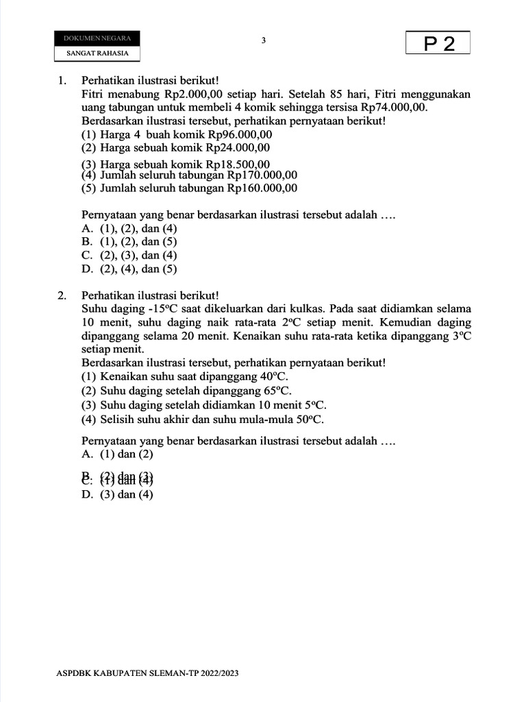 PDF Soal Aspdbk To2 Literasi Numerasi - Compress | PDF