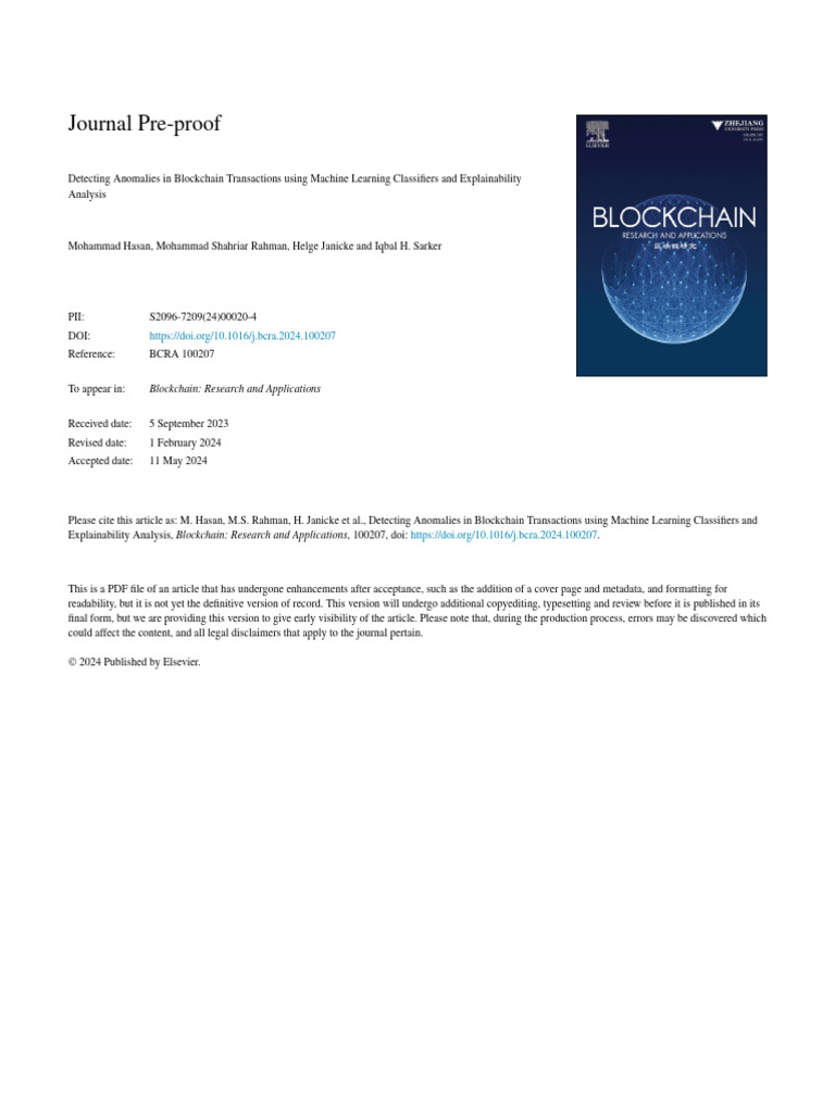 Detecting Anomalies In Blockchain Transactions Using Machine Learning