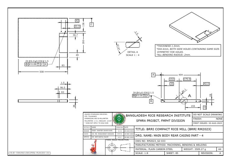 THICKNESS 1.5mm. Dia 6Mm, Both Side Holes Containing Same Size ...