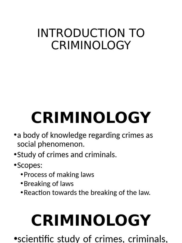 Introduction to Criminology | PDF