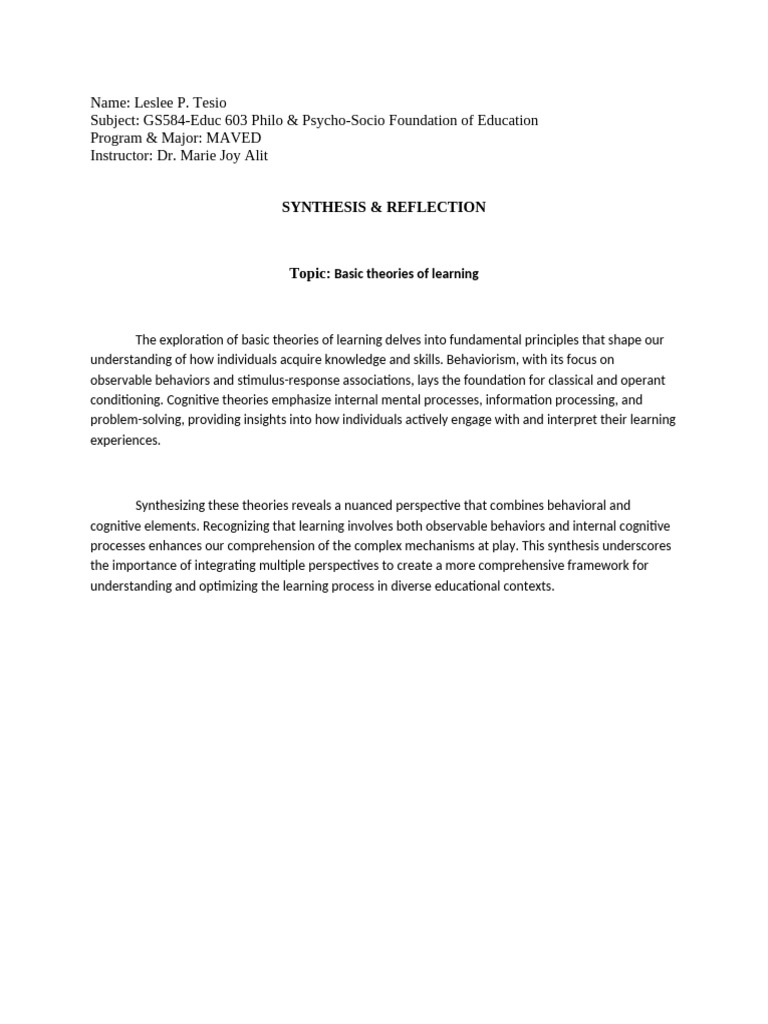 Basic theories of learning | PDF