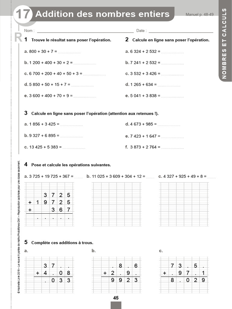 17R_Addition-des-nombres-entiers | PDF