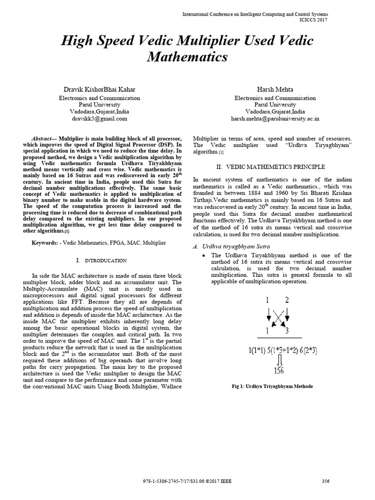 High Speed Vedic Multiplier | PDF