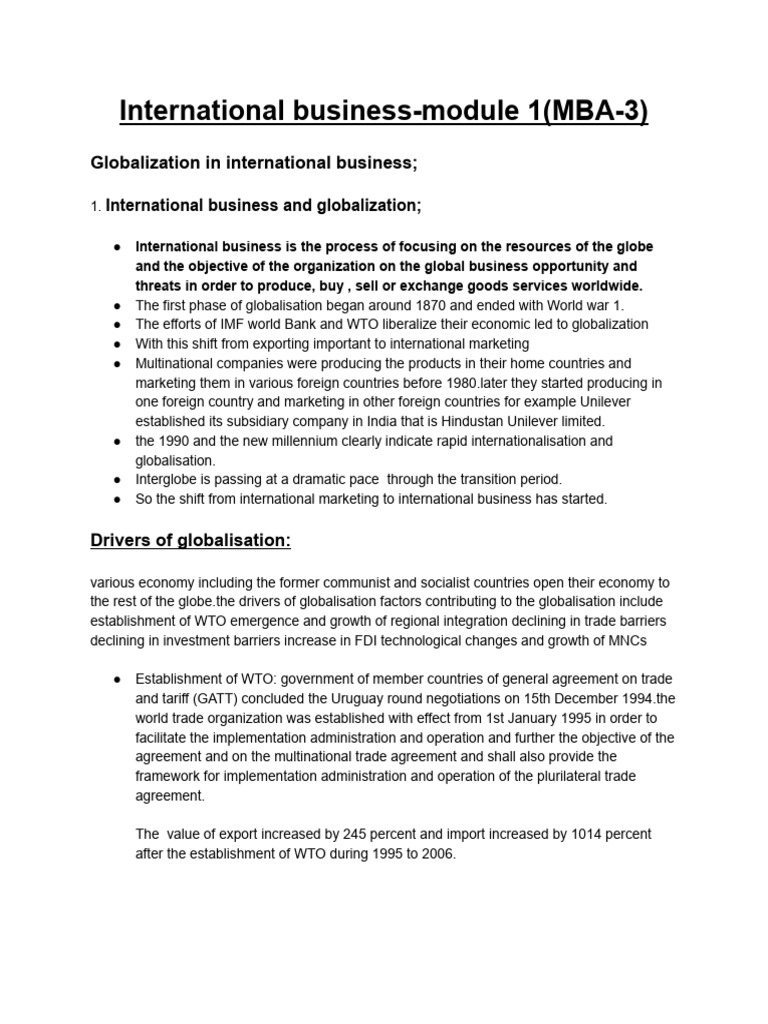 International Business - Module - 1 | PDF | Social Stratification ...