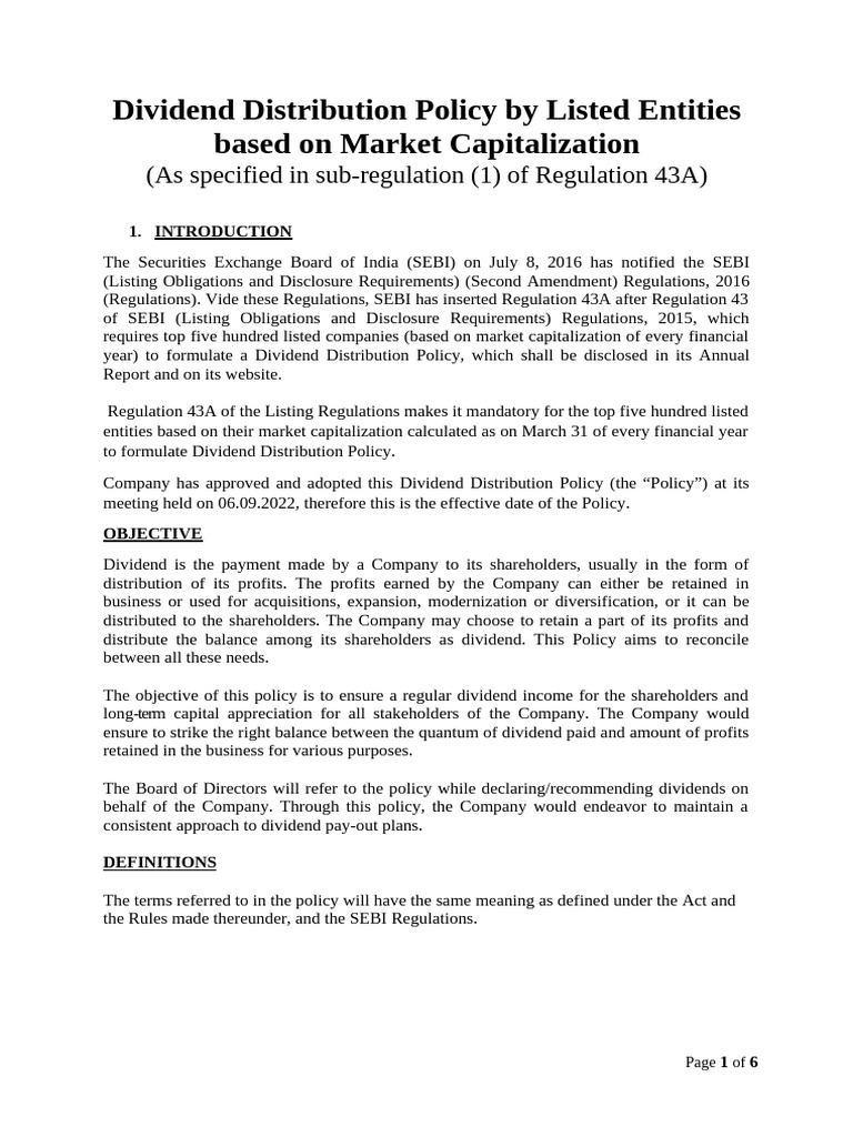 28 Dividend Distribution Policy | PDF