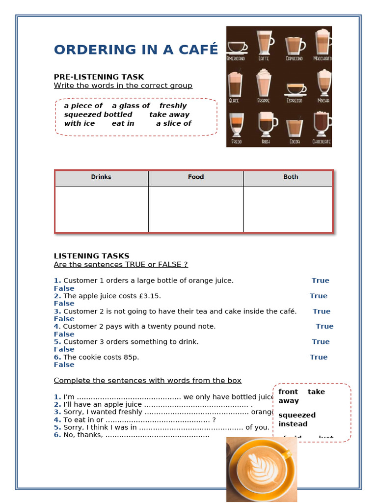 ORDERING IN A CAFÉ | PDF