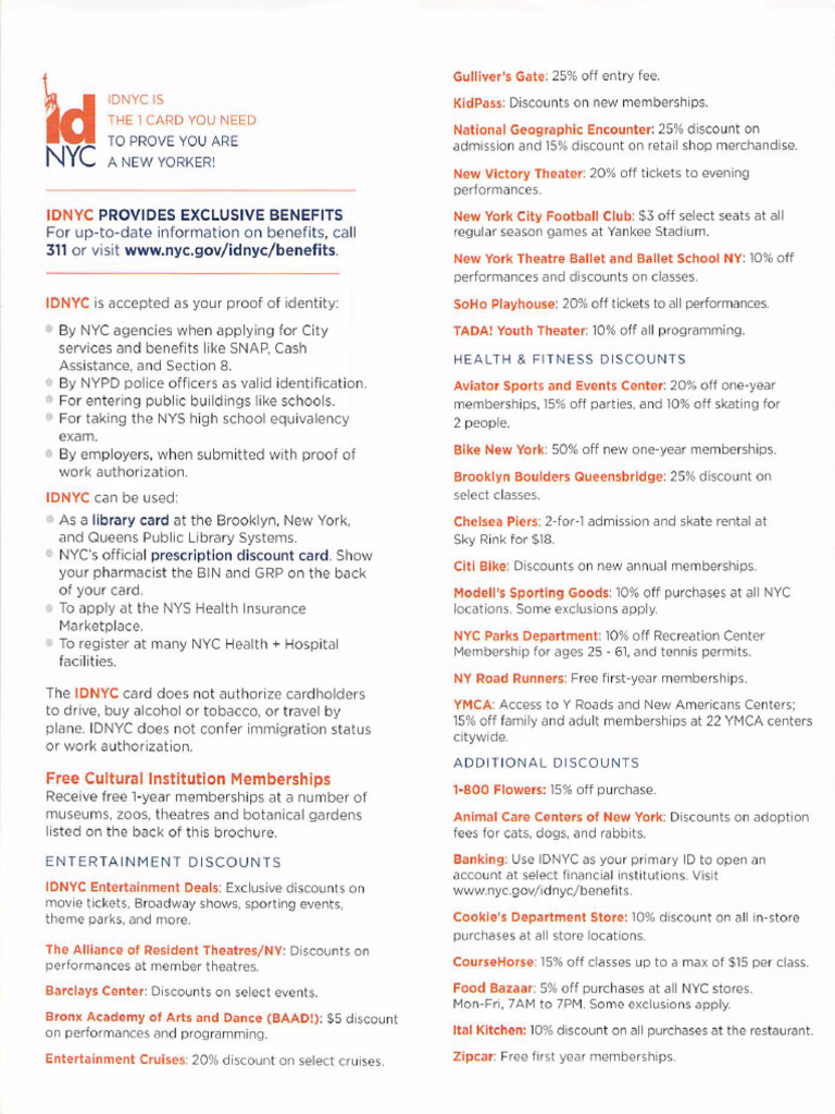 NYC ID Benefits 2020 | PDF