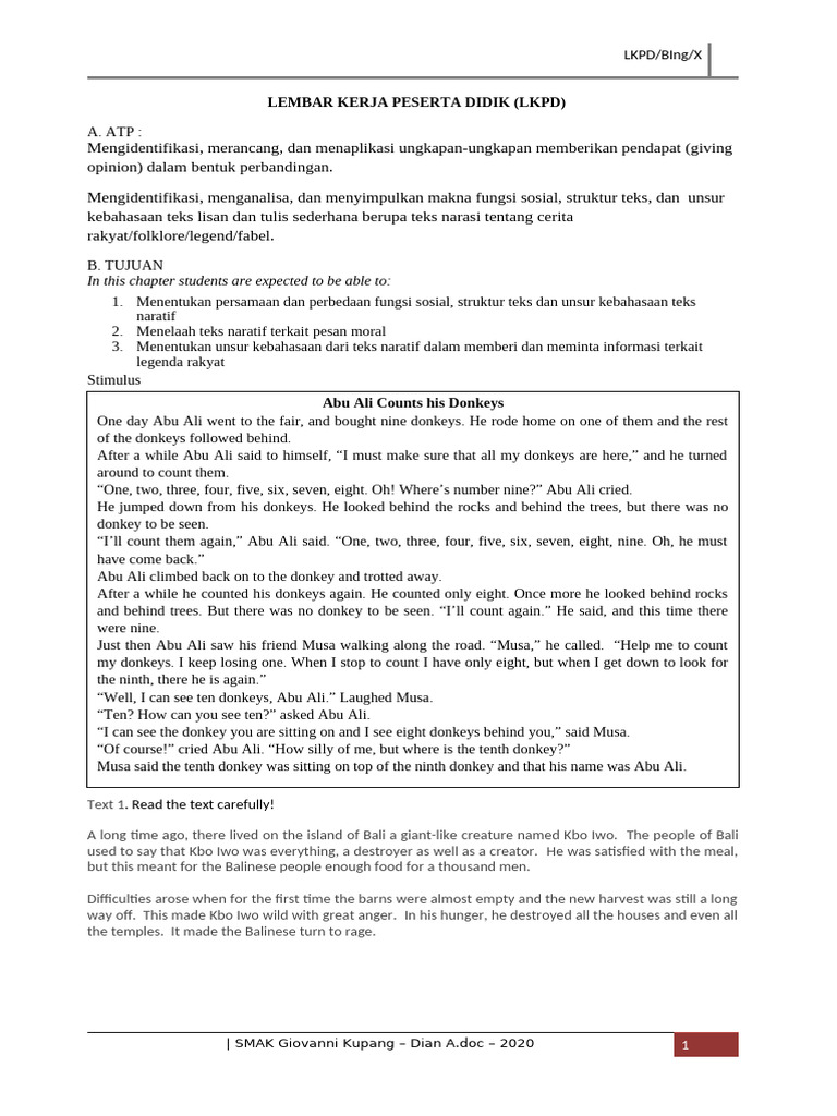 LKPD X Narrative | PDF