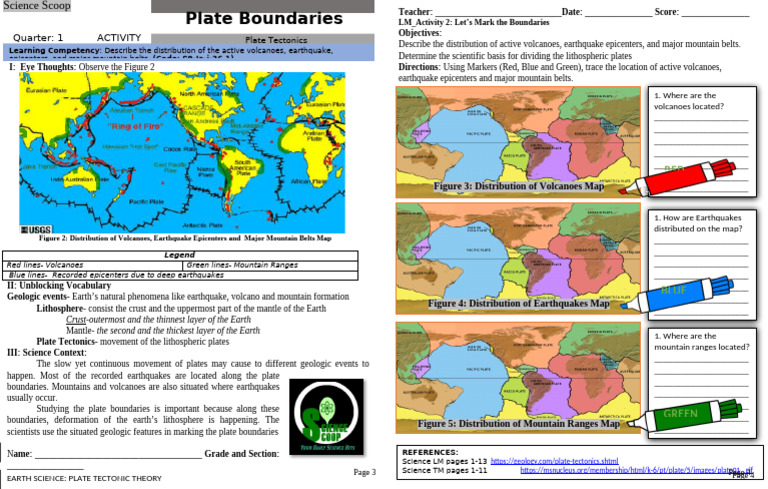 2Science Scoop 1 Plate Tectonics 1 Plate Boundaries | PDF