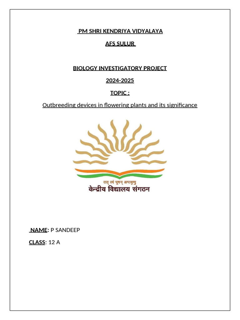 Kendriya Vidyalaya Biology PRJT 1 | PDF