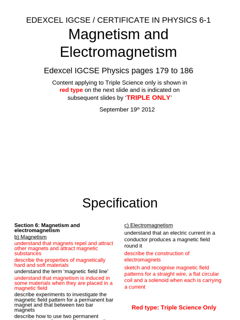 IGCSE 61 Magnetism&Electromagnetism | PDF