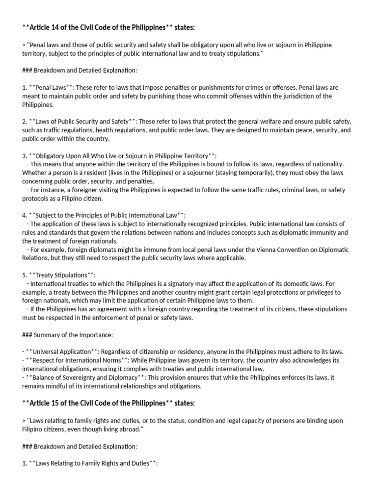 Article 14 To 18 Civil Code | PDF