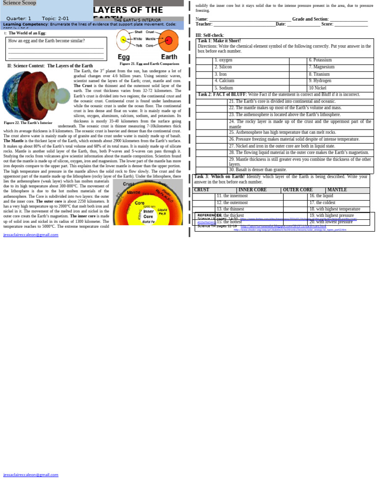 12science Scoop 1 The Earths Interior The Layers of The Earth | PDF