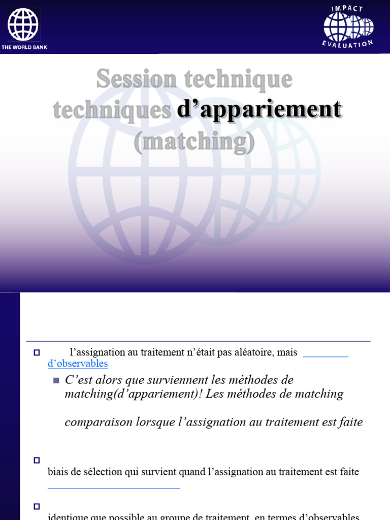 Session Technique Techniques D'appariement (Matching) : Impact ...