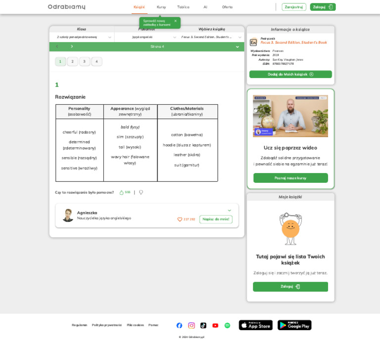 ? Copy The Table (... ) - Zadanie 1 - Focus 3. Second Edition. Student ...