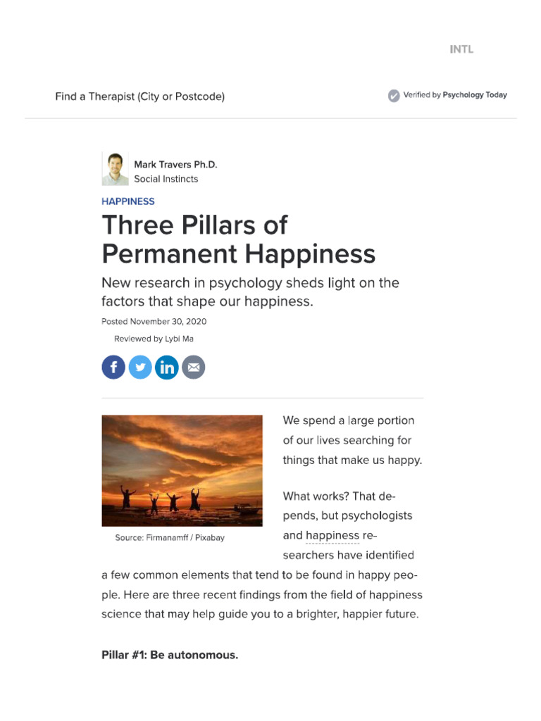 Three Pillar Of Happiness | PDF