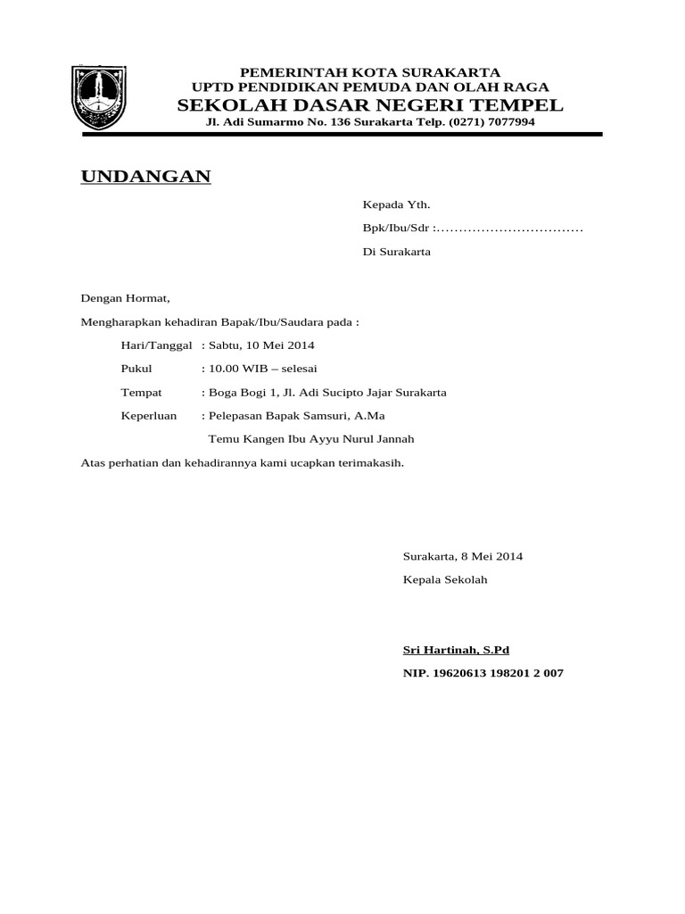 Contoh Surat Undangan Acara | PDF