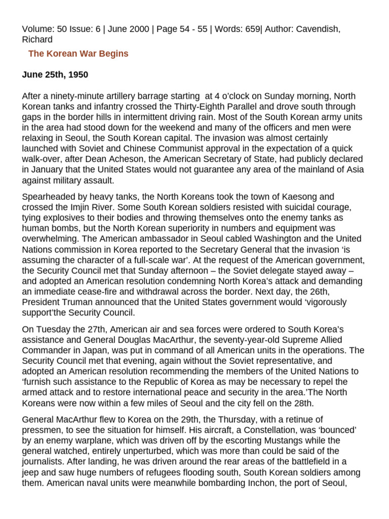 The Korean War Begins | PDF