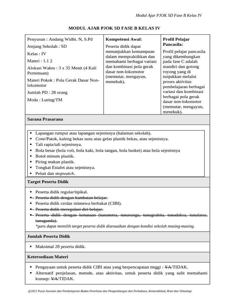 Modul Ajar Kela 4 No 1 | PDF