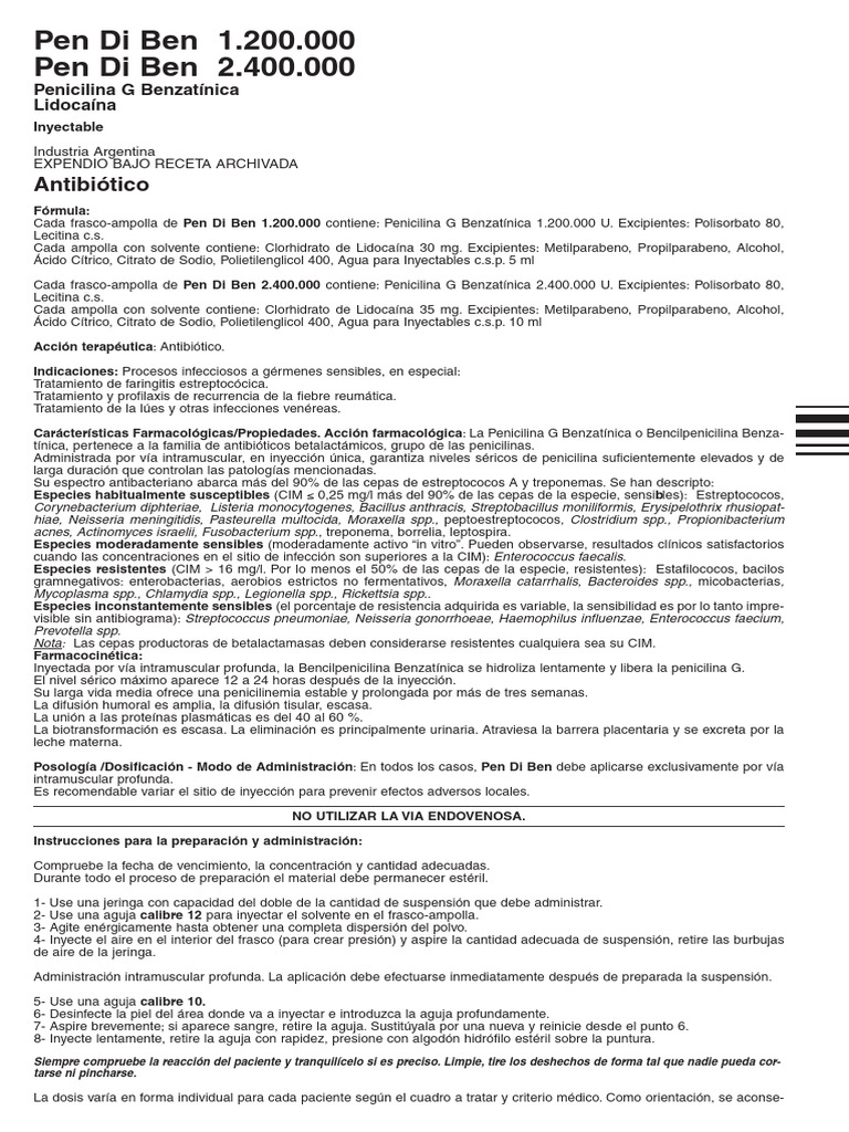 Pen Di Ben 12 24 Inyectable | PDF
