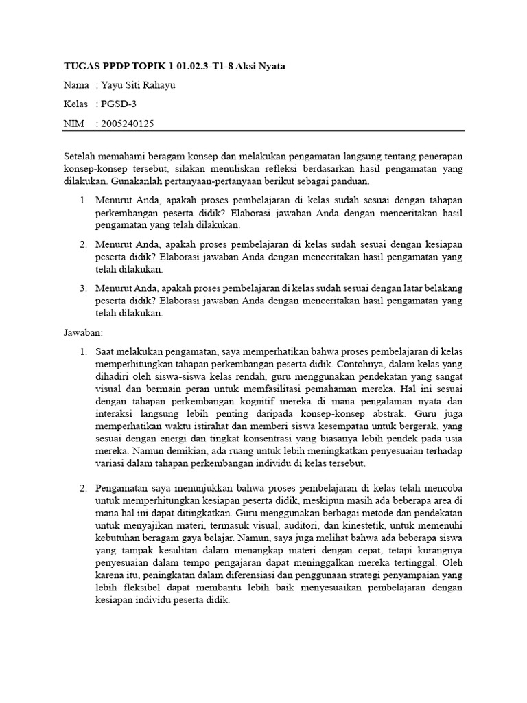 Tugas PPD Topik 1 Aksi Nyata | PDF
