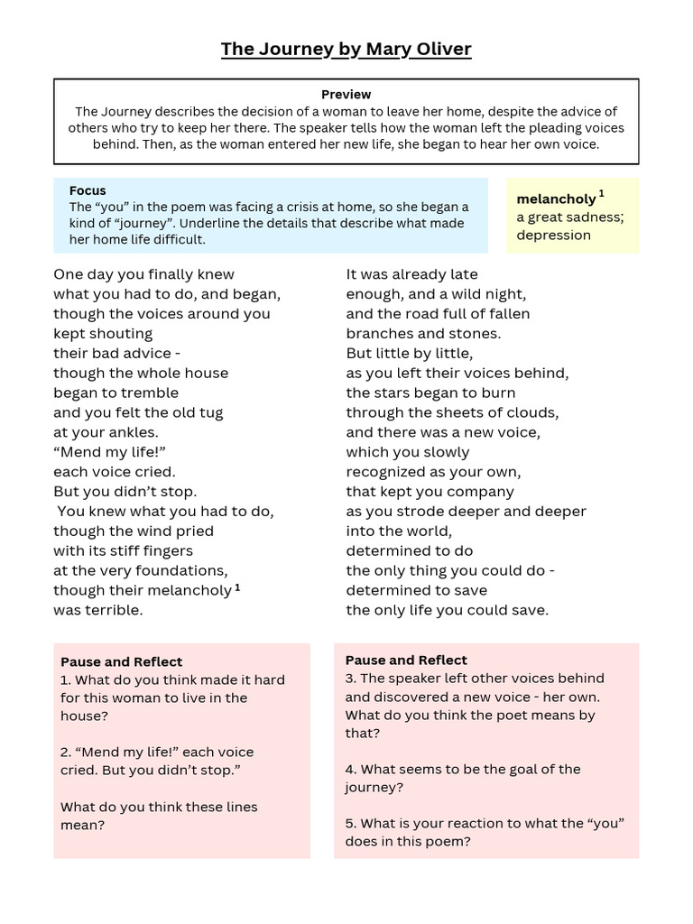 The Journey by Mary Oliver | PDF