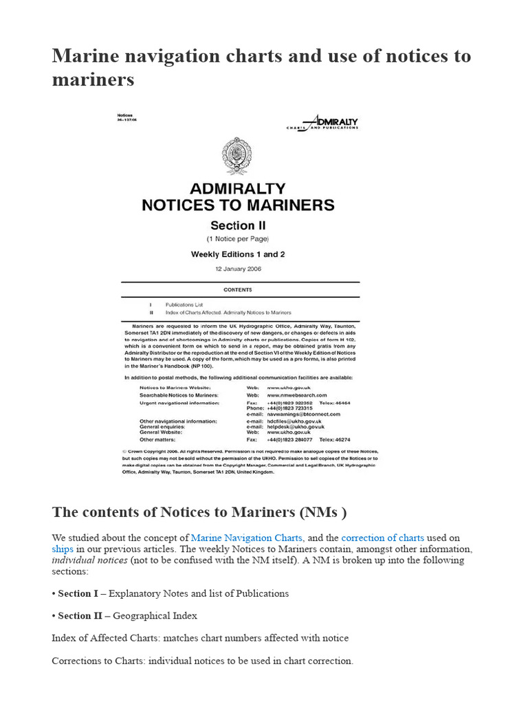 Marine navigation charts and use of notices to mariners | PDF
