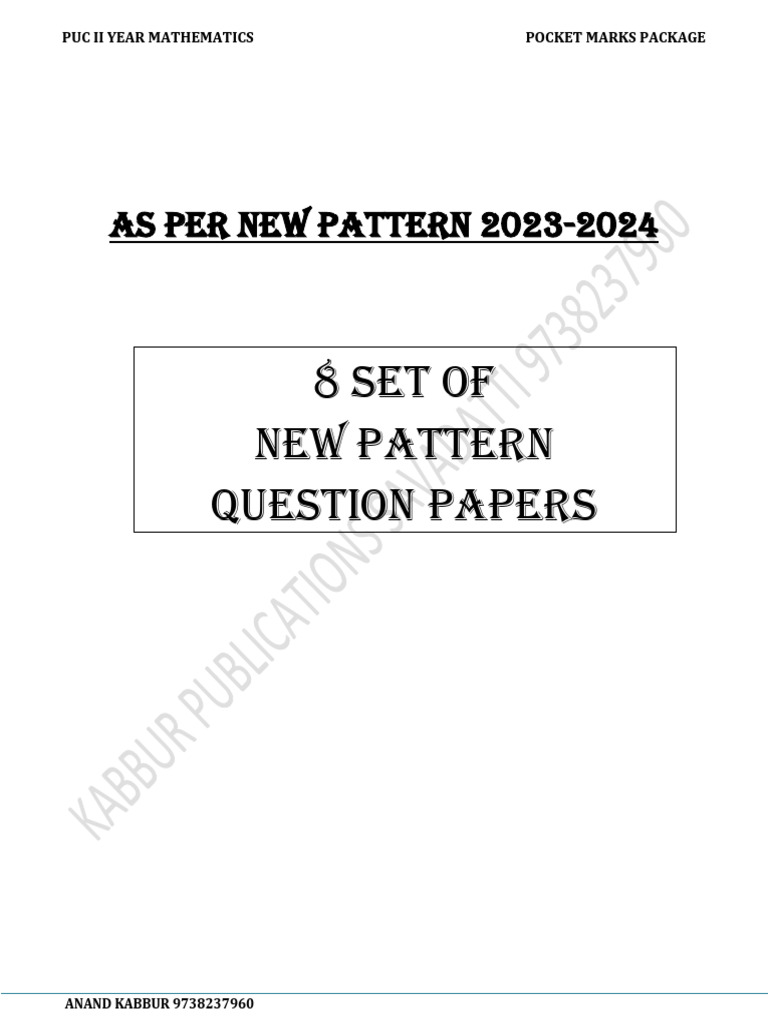 Puc II Maths 8 Set of QP | PDF
