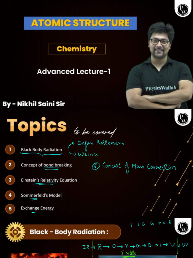 Atomic Structure Advance Lecture 01 - Class Notes | PDF