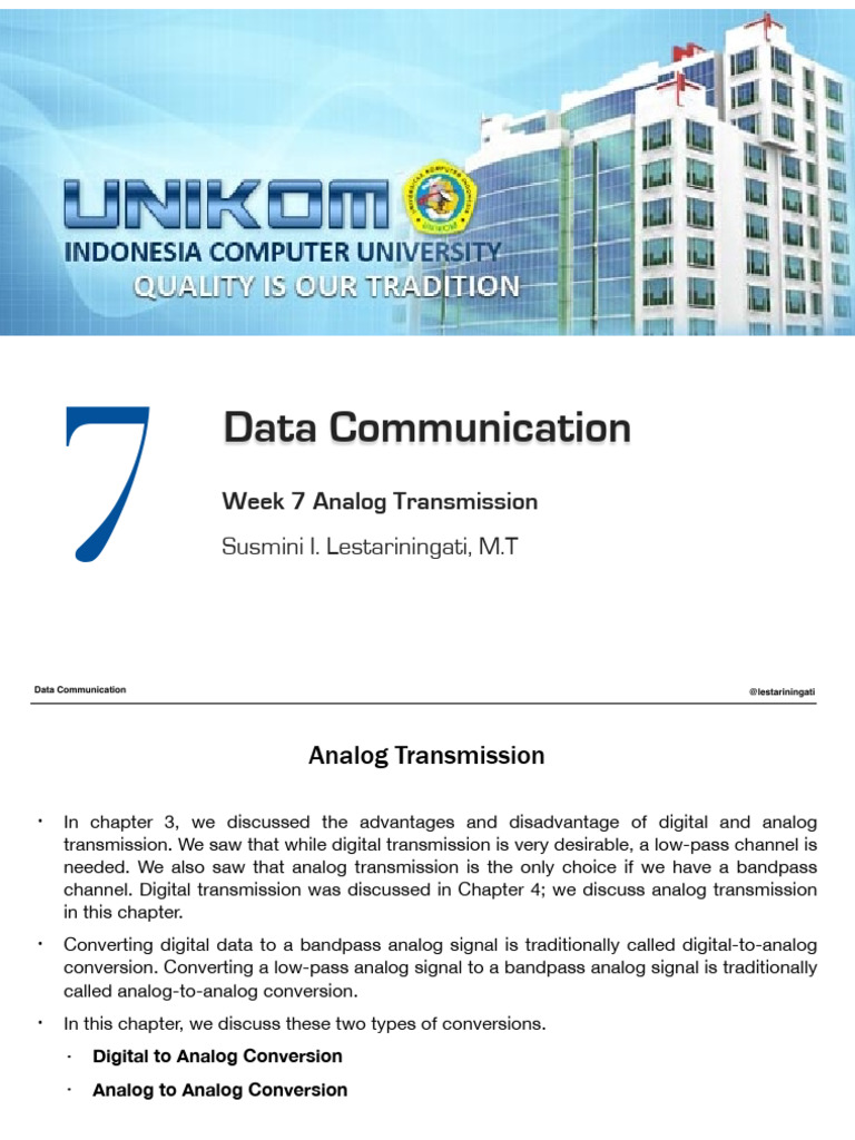 Week 7 Analog Transmission | PDF | Frequency Modulation | Modulation