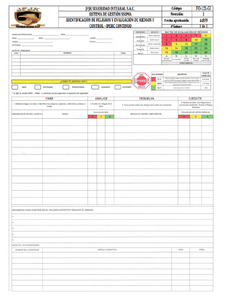 IPERC Actualizado JFJK. | PDF