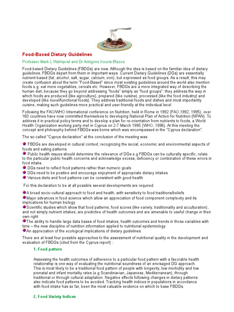 Food-Based Dietary Guidelines | PDF | Foods | Nutrition